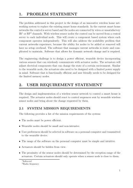 1 Problem Statement 2 User Requirement Statement