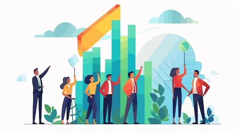 Progress Development Concept Characters Hold Hands Working Together On