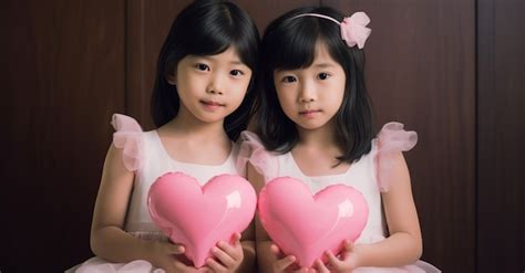 Free Photo Girls Holding Heart Shaped Object