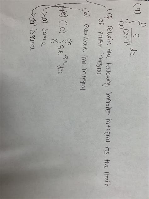 solved 1 1 la rewrite the following improper integral as