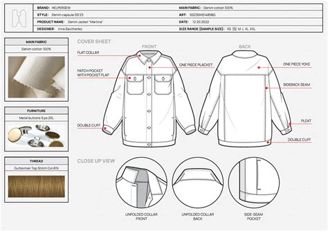 Tech Pack For Denim Jacket Behance