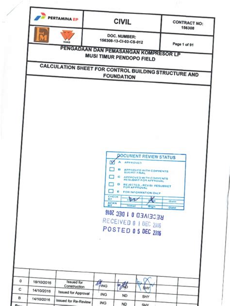 156308 13 Ci 03 Cs 012 Ifc 0 A Calculation Sheet For Building Structure And Foundation Pdf