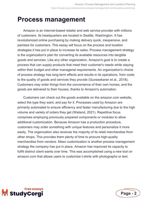Amazon Process Management And Locations Planning Free Essay Example
