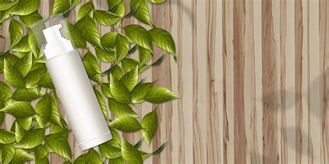 흰색 노즐 스프레이 병 노즐 캔나무 바닥에 빈 라벨과 밝은 녹색 잎 3d 그림의 더미 분무에 대한 스톡 사진 및 기타 이미지 분무 알루미늄 잎 Istock