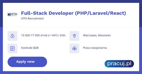 Oferta Pracy Full Stack Developer Phplaravelreact Hth Recruitment