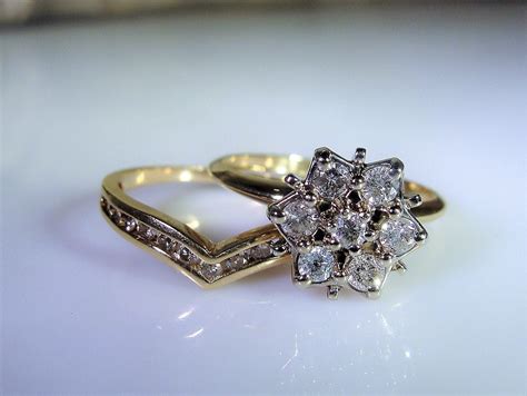 10k Diamond Bridal Ring Set Genuine Diamonds 80 Tcw Diamond Cluster