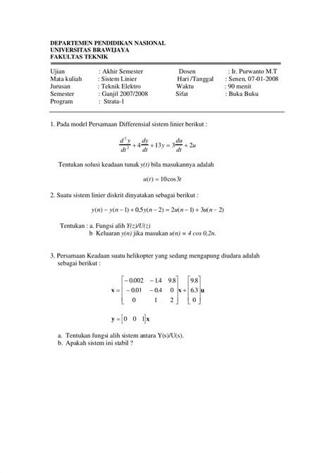 Pdf Kumpulan Soal Sistem Linier Dokumentips