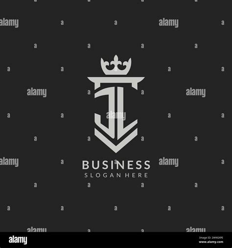 Initial Jl Shield And Crown Logo Style Vector Graphic Stock Vector