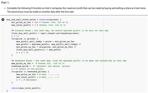 Solved Part 1 • Complete The Following R Function So That