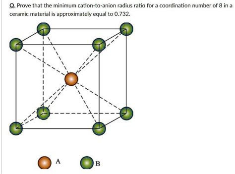 Solved Prove That The Minimum Cation To Anion Radius Ratio For A Coordination Number Of 8 In A