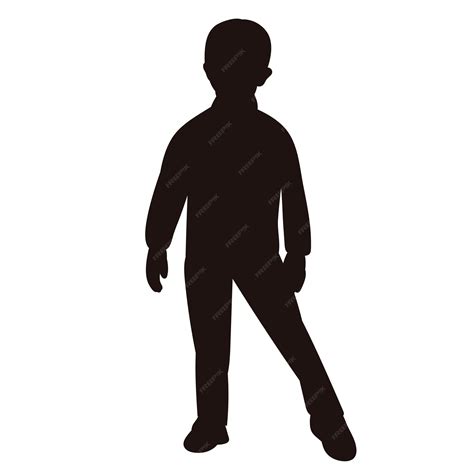 Silueta De Niño Sobre Fondo Blanco Vector Aislado Vector Premium