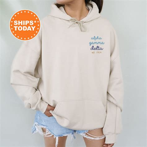 Alpha Gamma Delta Blue Cursive Sorority Sweatshirt Alpha Gam Etsy