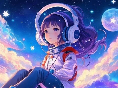 Premium Ai Image Beautiful Anime Girl Floating In Space Psd