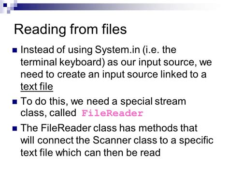 CSC 211 Java I File I/O and more methods. Today’s plan Homework discussion Reading lines from ...