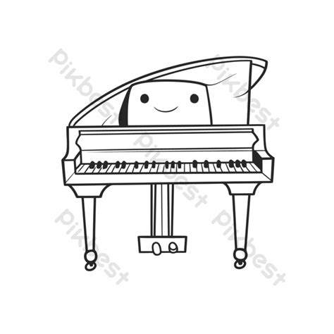 Vector Drawing Sketch Cartoon Image Of A Piano Is Outline Drawing Png