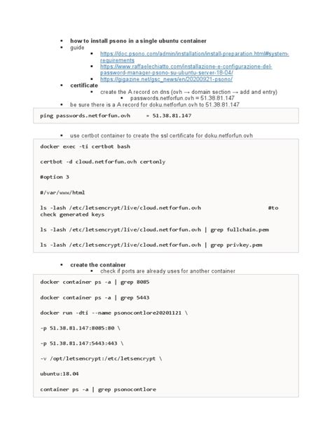 How To Install Psono In A Single Ubuntu Container Pdf Proxy Server