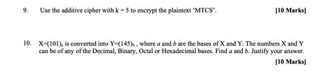 Solved Use The Additive Cipher With K To Encrypt The Chegg