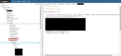 pgadmin4のsequencesにシーケンスが表示されない