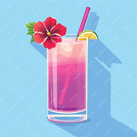 Tropical Delight Cute Vector Illustration Of A Hibiscus Flower Drink