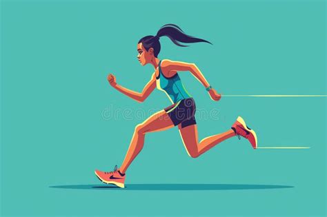A Woman Running With Her Hair In A Ponytail Stock Illustration