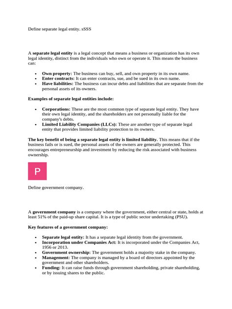 Define Separate Legal Entity Pdf Liquidation Equity Finance