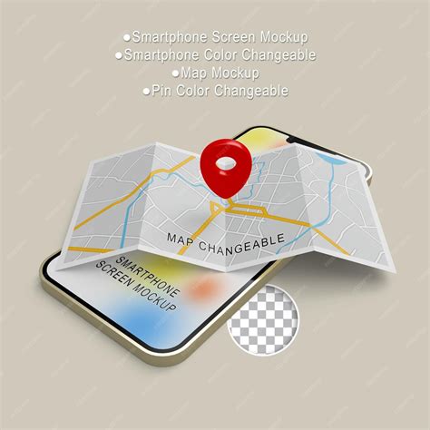 Premium Psd 3d Render Realistic Smartphone Screen Mockup And Map Mockup With Location Pin
