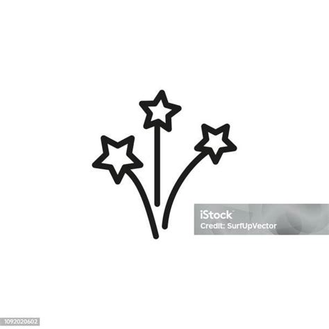 Ikon Garis Tiga Kembang Api Ilustrasi Stok Unduh Gambar Sekarang Api Berpijar Luminositas