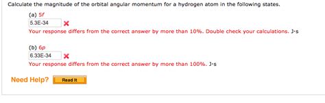 Solved Calculate The Magnitude Of The Orbital Angular Chegg
