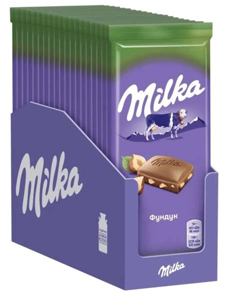 Milka молочный шоколад Милка с дробленым Фундуком, 20 шт по 85 г ...
