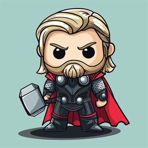 Chibi Thor Cute Superhero Illustration Art Vector Art At Vecteezy