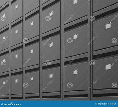 Office Wall Of Filing Cabinet Document Data Archive Storage Folders For