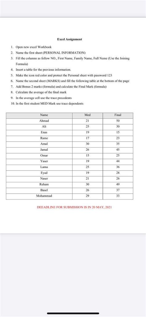 solved excel assignment 1 open new excel workbook 2 name