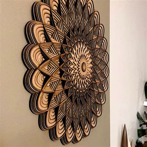 Spiro Wood Layered Wall Art Spirograph Pattern