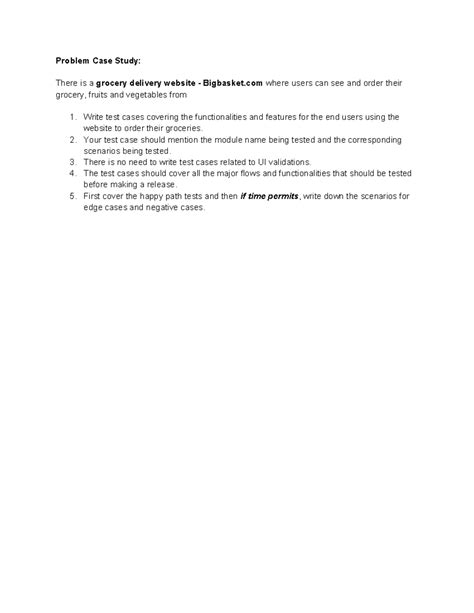 QA Assignment Problem Case Study There Is A Grocery Delivery Website