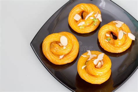 Indian Mawa Jalebi Garnished With Dry Fruits Stock Image Image Of Imarti Fruits 185232875