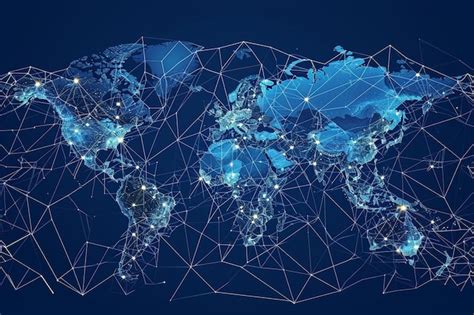 Premium Photo Communications Network Map Of The World From Lines And