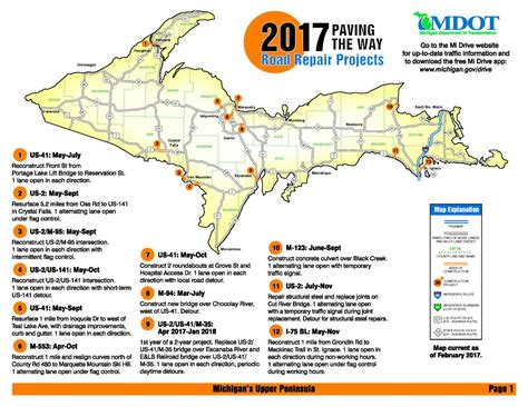 Upper Peninsula Michigan Road Map Use This Construction Map To Plan