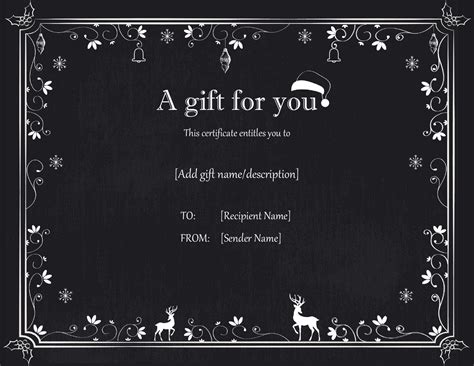 Chalkboard Christmas T Certificate Template Highfile