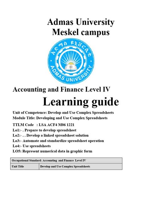 Develop And Use Complex Spreadsheets Download Free Pdf Microsoft