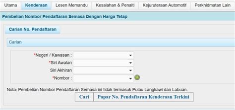 Tempah No Pendaftaran Kenderaan Guna Mysikap Tak Payah Bida Mekanika