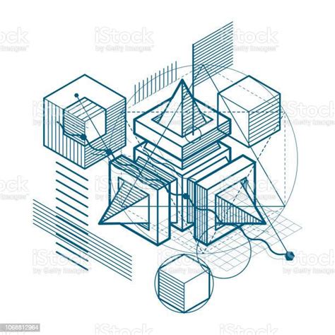 선 및 모양 추상적인 벡터 아이소메트릭 3d 배경입니다 큐브 육각형 사각형 사각형 및 다른 추상 요소 레이아웃 0명에 대한 스톡 벡터 아트 및 기타 이미지 Istock