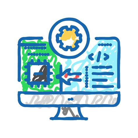 Microcontroller Programming Electronics Icon Doodle Illustration