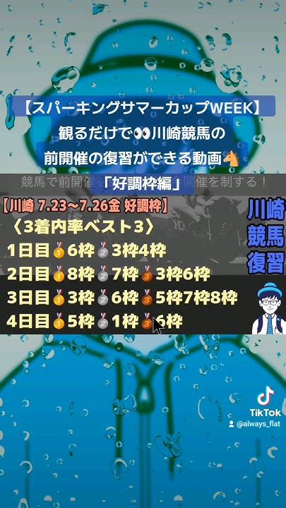 【スパーキングサマーカップweek】観るだけで👀川崎競馬の前開催の復習ができる動画🐴好調枠編📽 川崎競馬 スパーキングサマーカップ2024