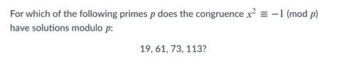 Solved For Which Of The Following Primes P Does The