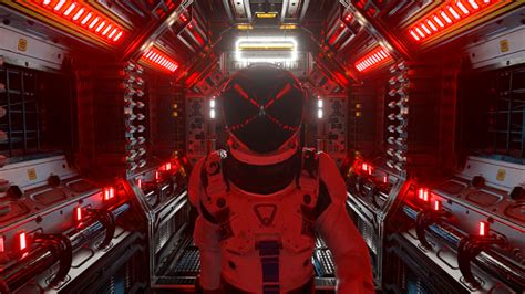 우주 비행 터널 공상 과학 셔틀 복도에서 걷는 우주 비행사 미래 지향적 인 추상 기술 기술과 미래 개념 깜박이는 빛 3d 일러스트레이션 우주 비행사에 대한 스톡 사진 및