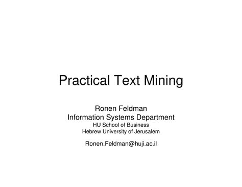 Pdf Practical Text Mining