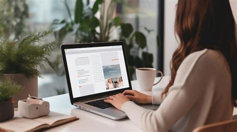 Premium Photo Mockup Of Woman Using And Typing Laptop