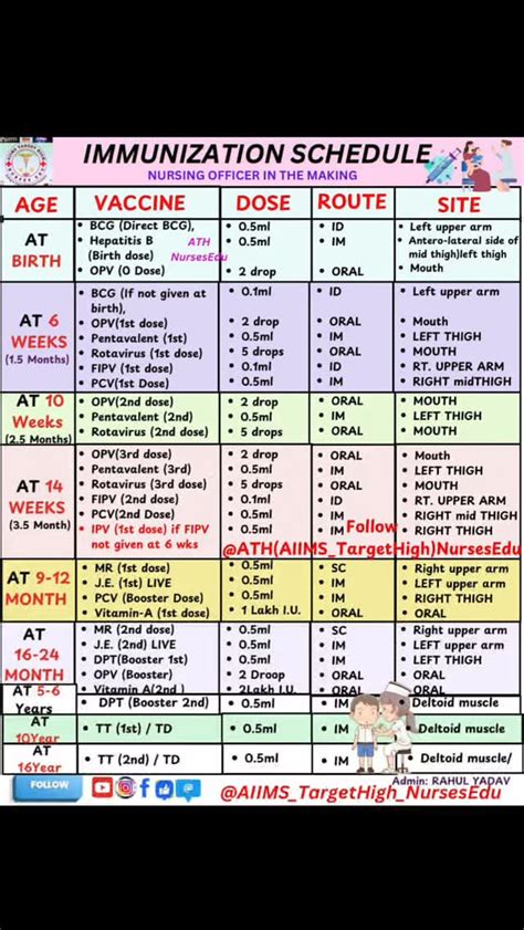 Immunization Schedule Chart