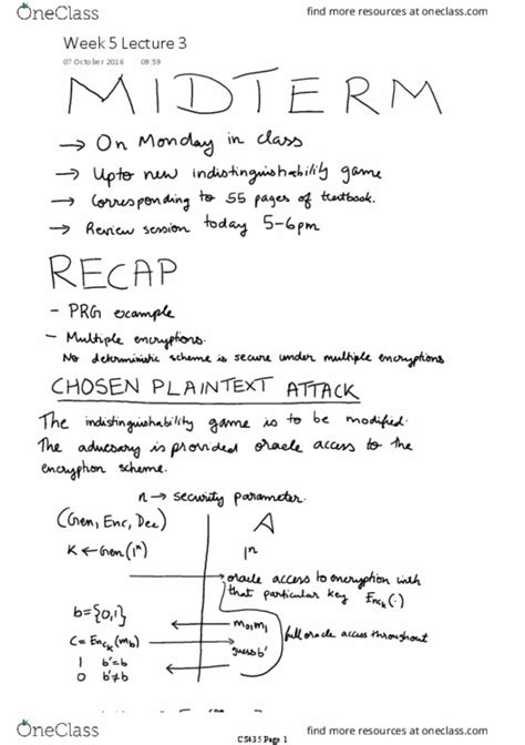 COMP SCI 435 Lecture 18 CS 435 Week 5 Lecture 3 OneClass