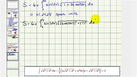 Ex Surface Area Of Revolution Sine Function Youtube
